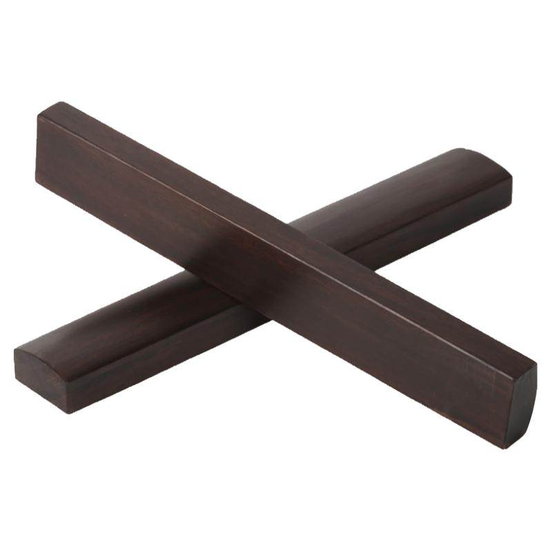 Hmw Ebony Paperweight Ruler Pair - 38cm Solid Wood Calligraphy Ornament