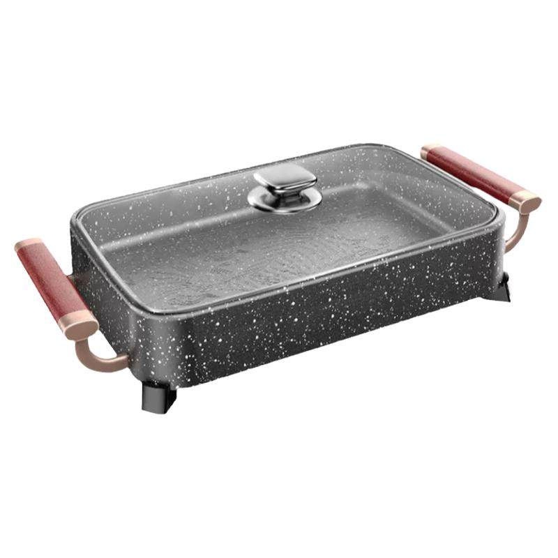 Aining Electric Grill Pan - Rectangular Hot Pot & Grill Combo