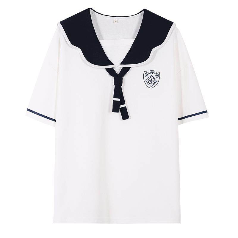 ชุดเซ็ตผู้หญิง Color Melody สำหรับฤดูร้อน - กางเกงขาสั้นสีน้ำเงินและเสื้อ