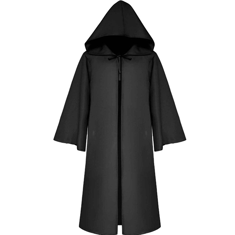 Yuemikeshi Medieval Wizard Cloak - Solid Color Hooded Cape