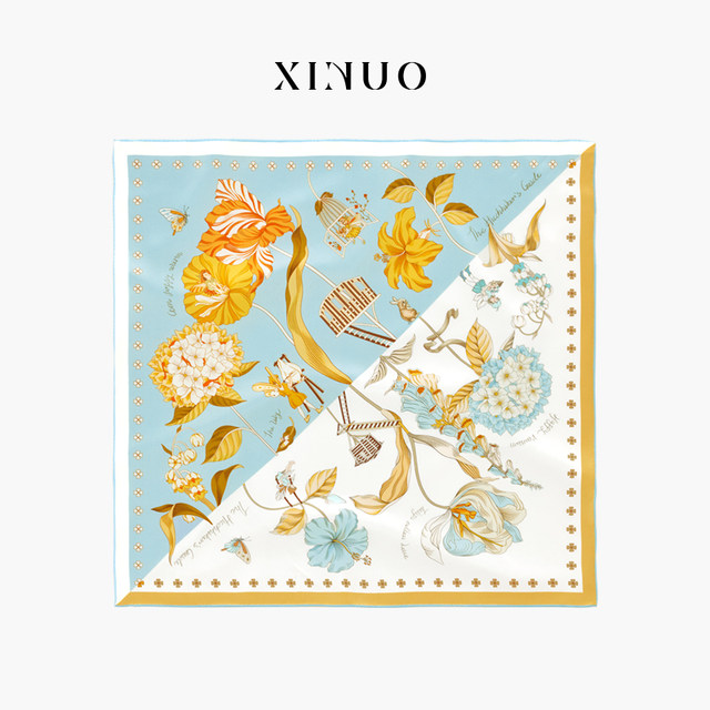 XINUO Travel Guide Original Retro Satin Mulberry Silk Scarf French Silk ...