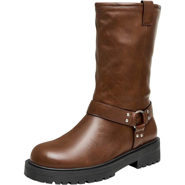 Tata her retro thick-soled mid-calf boots women's boots British brown ...