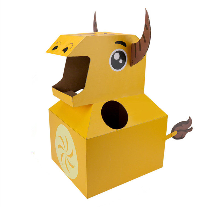 Karton dinosaurus model karton hewan zodiak anjing sapi dapat dipakai ...