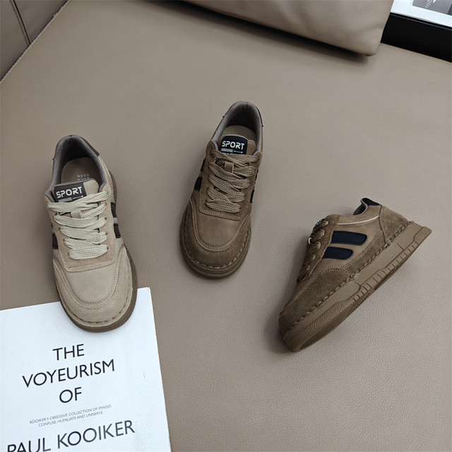 Leather stepping on shit, thick bottom training shoes 2024 new soft ...