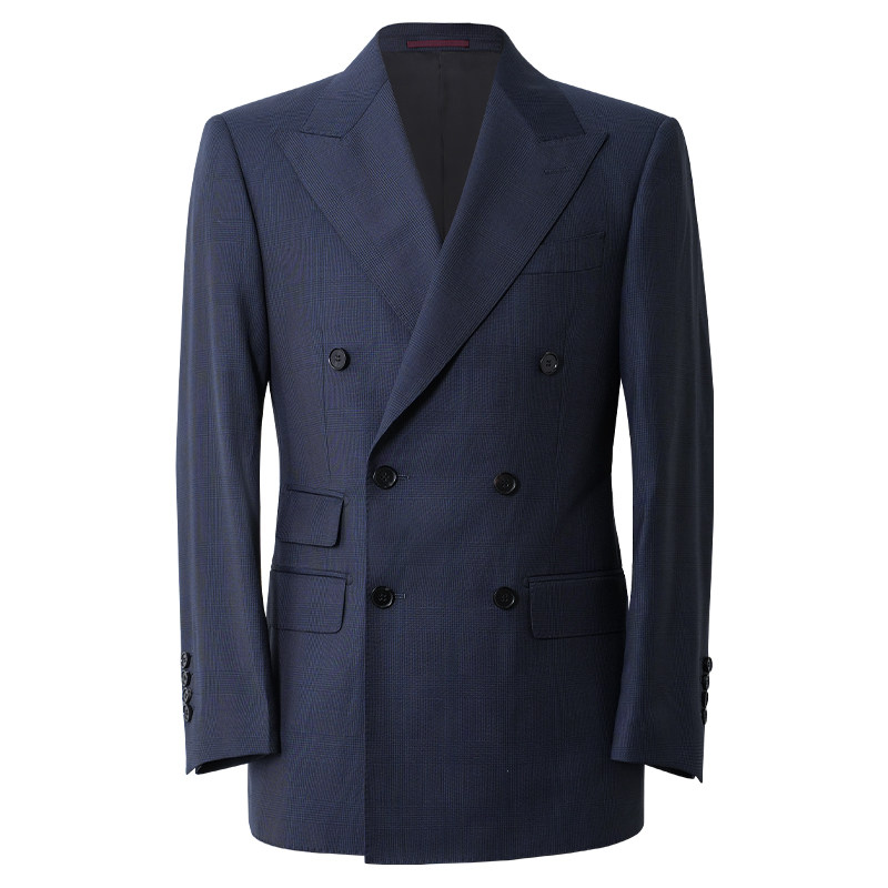 Cultum50 terno de duas fileiras de lã prince grid com gola de lapela ...