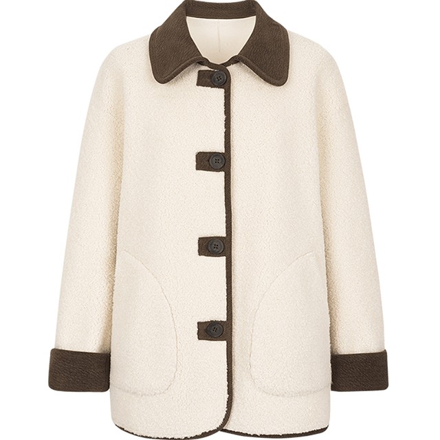 Beige wool short coat women's kbne temperament autumn and winter new ...