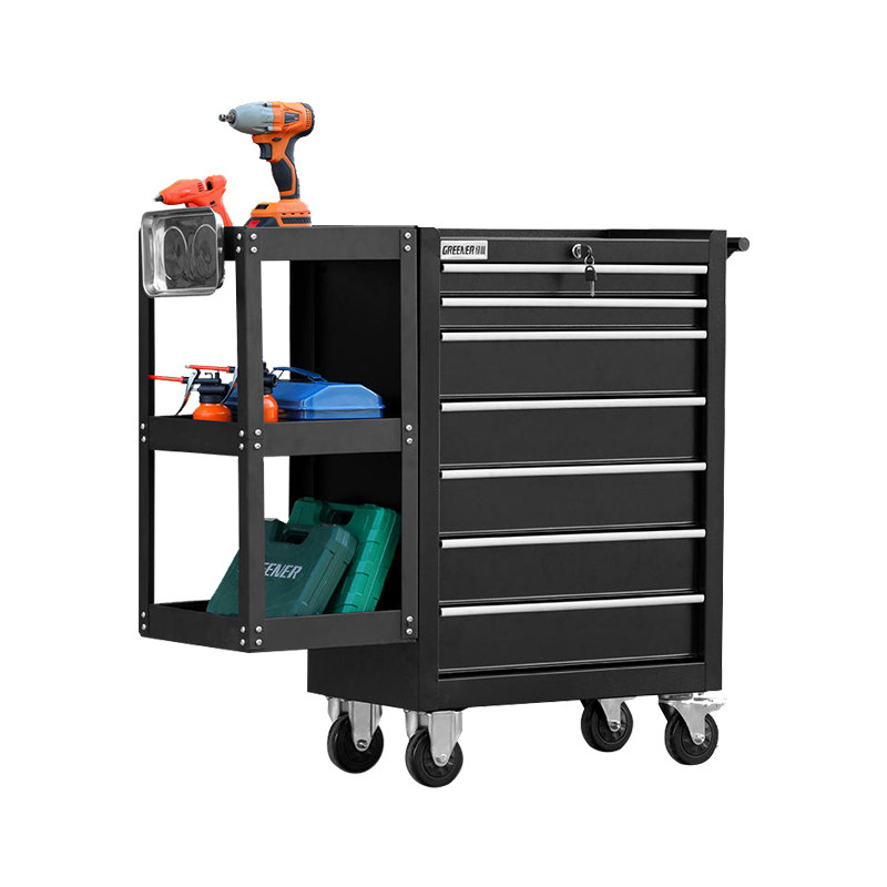 Green Forest Tool Cart Trolley - Multi-Functional Workshop Tool Cabinet