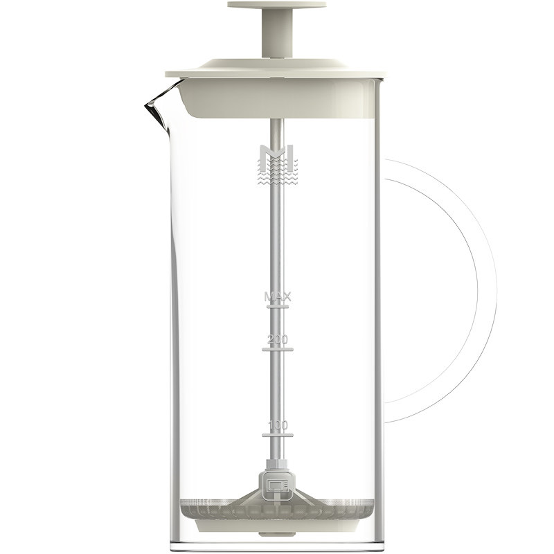 Mavo Milk Frother Machine - Manual Hand Coffee Frother with Glass Container