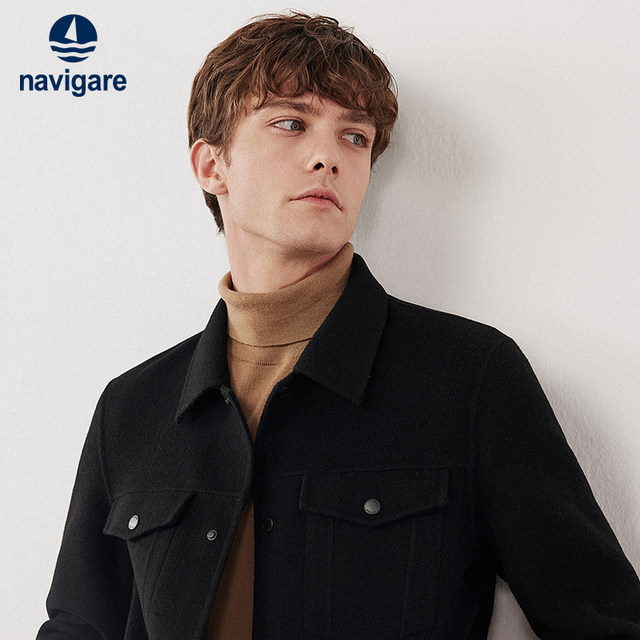 [Pure Wool] Navigare Italian Small Sail Black Casual Work Jacket Men's ...