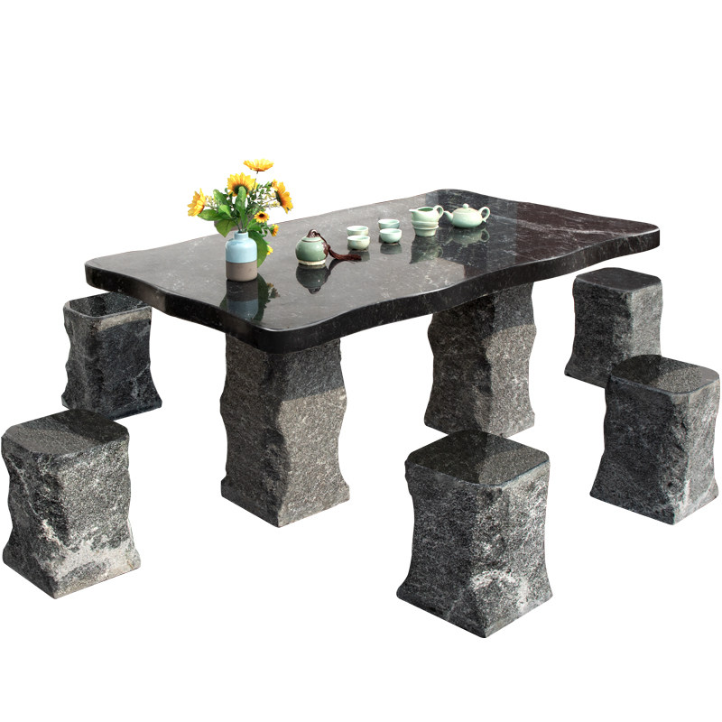Granite Stone Table & Bench Set - Garden & Courtyard Furniture