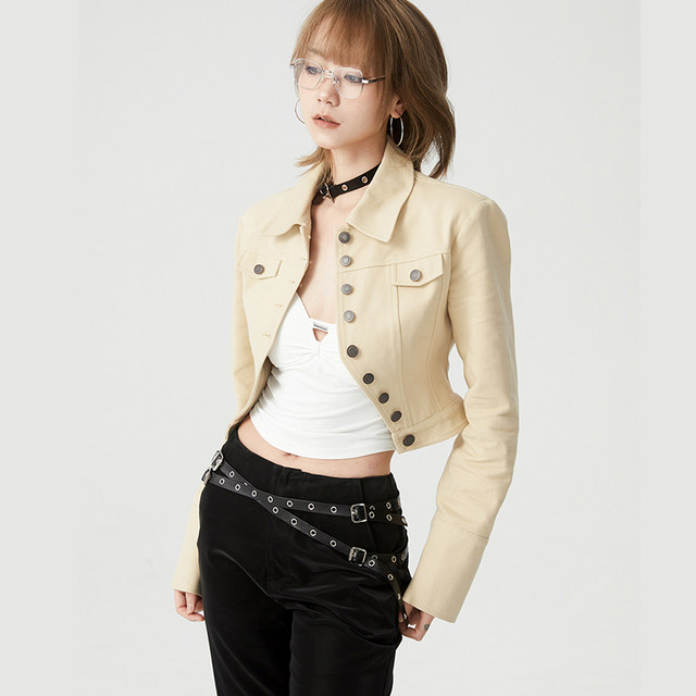 VCR STUDIO super shows body thin waist design A denim jacket girl ...