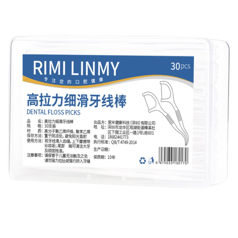 Rimi linmy Dental Floss Sticks - მაღალი დატვირთვა, 30 ცალი