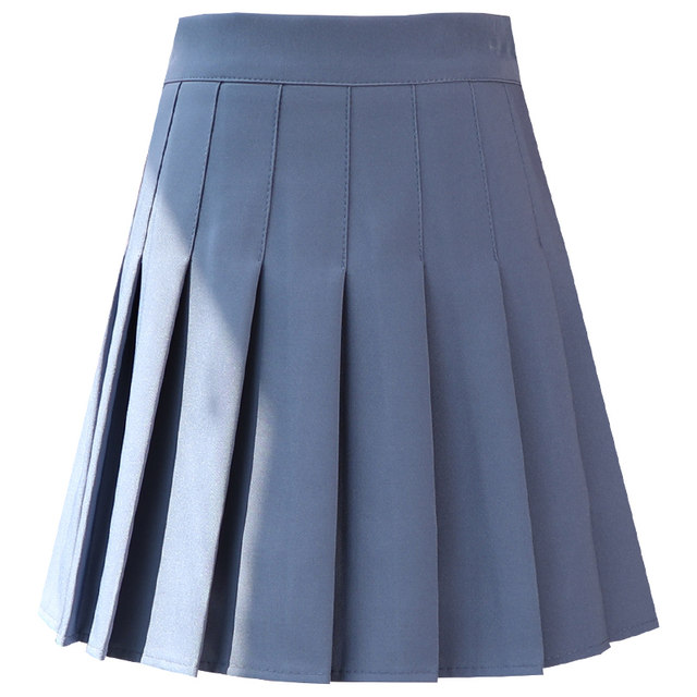 Klein blue pleated skirt Female spring, autumn and winter college style skirts summer high waist ...