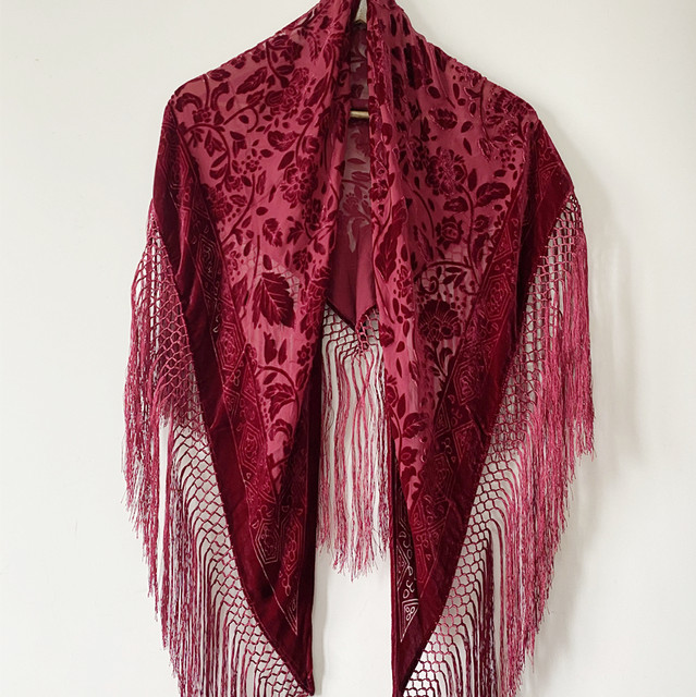 Autumn and winter velvet triangle shawl 100 mulberry silk versatile ...