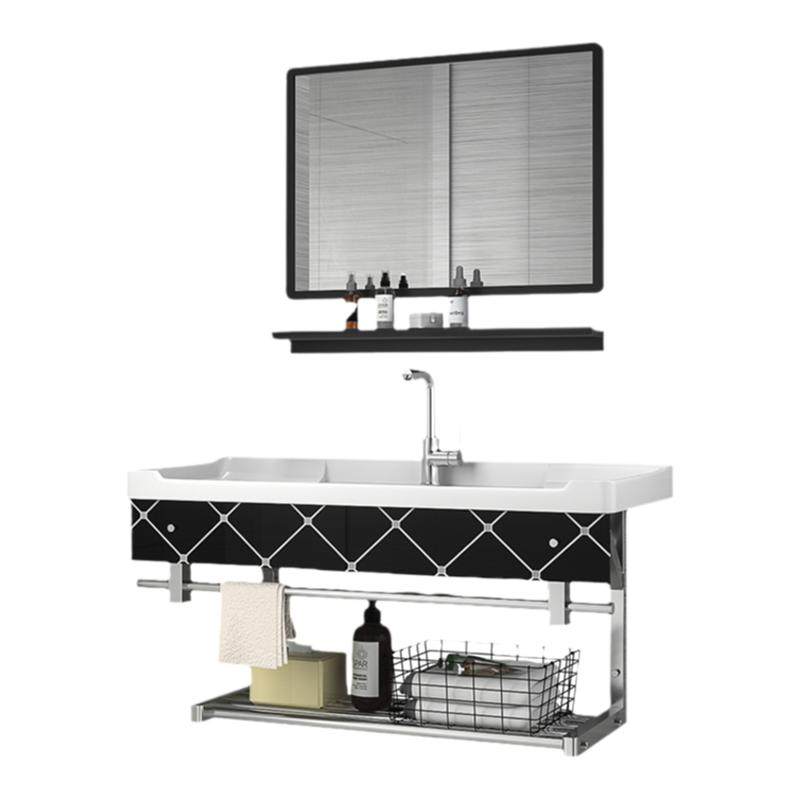 Wall-Mounted Ceramic Basin with Stainless Steel Bracket