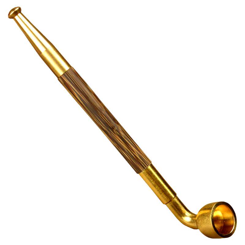 Abo Golden Wire Bamboo Tobacco Pipe - Vintage Handmade Brass Smoking Pipe