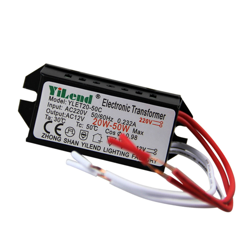 Yilend Transformer 220V to 12V 20W-50W - Crystal Lamp Bead Halogen Lamp ...