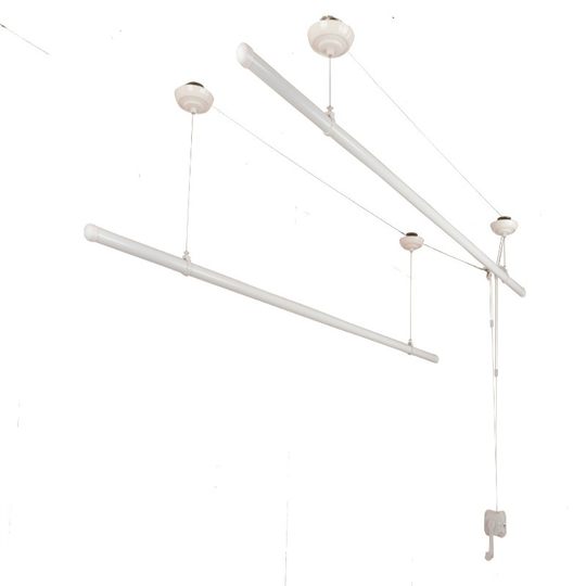 White Balcony Hand-Cranked Drying Rack with Double Pole Lifting ...