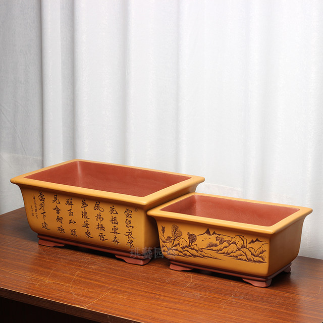 Yixing purple sand bonsai flower pot section mud desktop large small ...