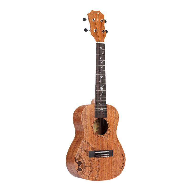 Peach Fish Ukulele with Tom Sunflower Design Mahogany Veneer - UK