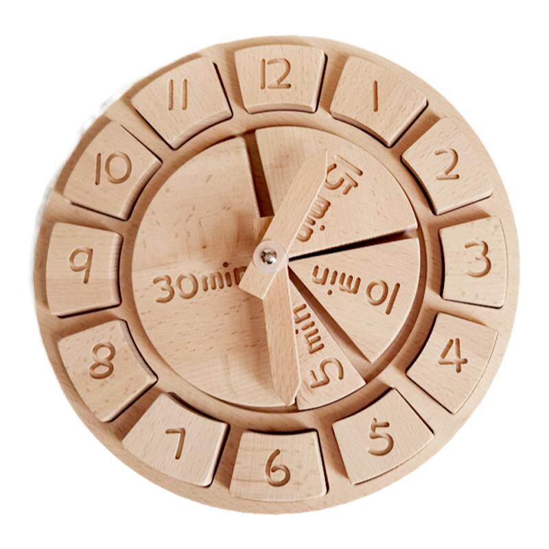 Wooden Early Learning Clock Toy - Educational Fractions & Math for Toddlers