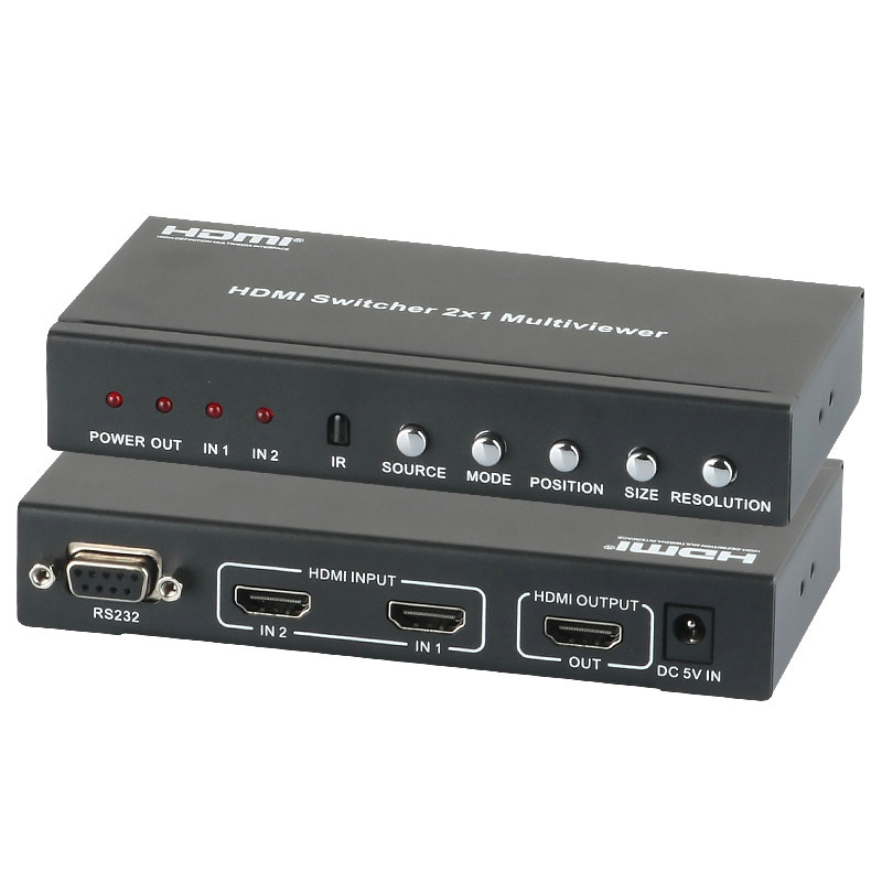 Youting schermsplitter hdmi - naadloze switcher, 2 in 1 out - pip-schermsplitter met dubbel ...