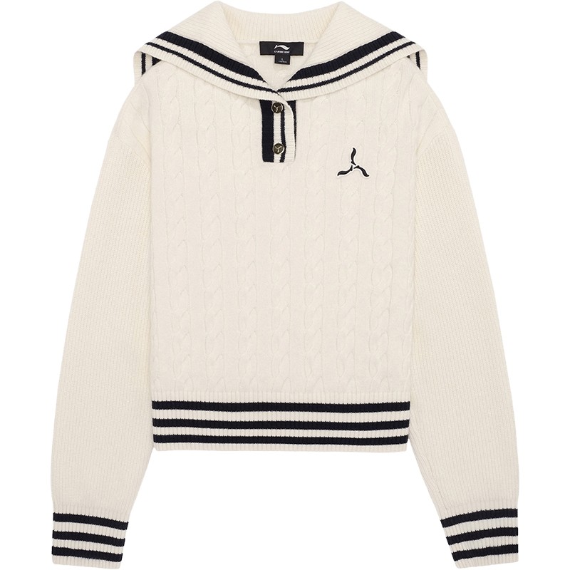 Li-Ning1990 Women's Age-Reducing Loose Retro Lapel Sweater Sweater Li ...