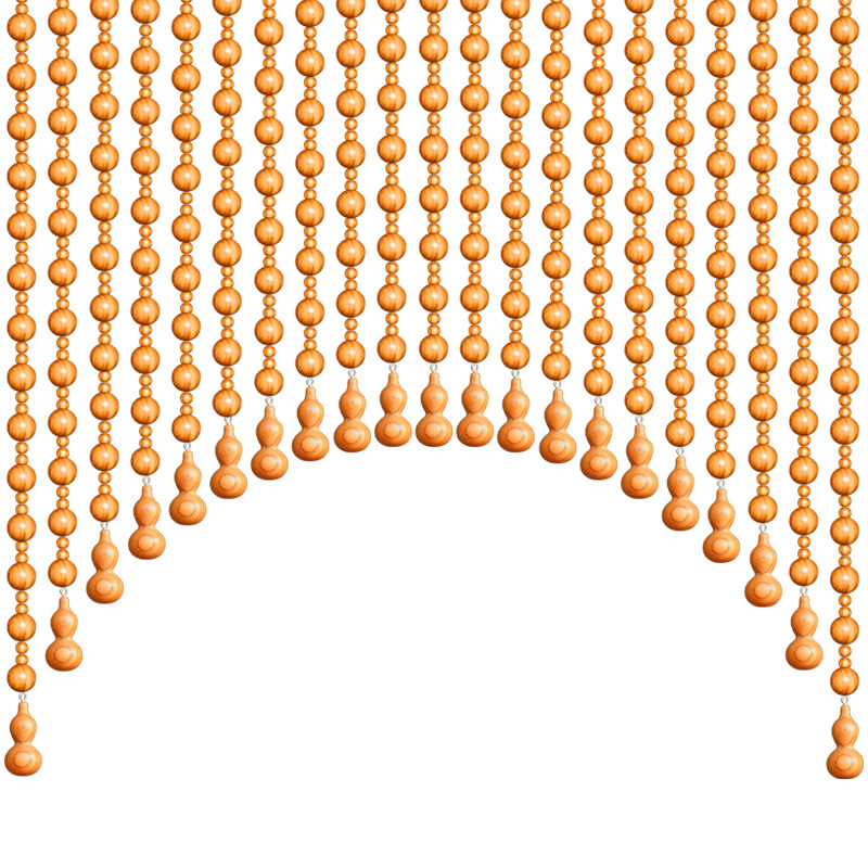 Mahogany Wood Bead Curtain - Natural Round Beads for Room Divider