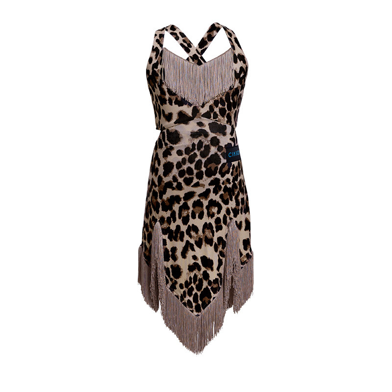 Ckz cikazo Girls Leopard Print Latin Dance Dress - Tassel Performance ...