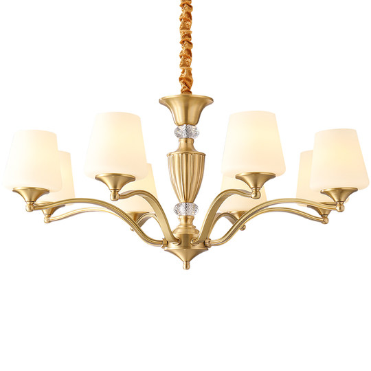 American Light Luxury Copper Chandelier French Restaurant Lamp Retro Lamps