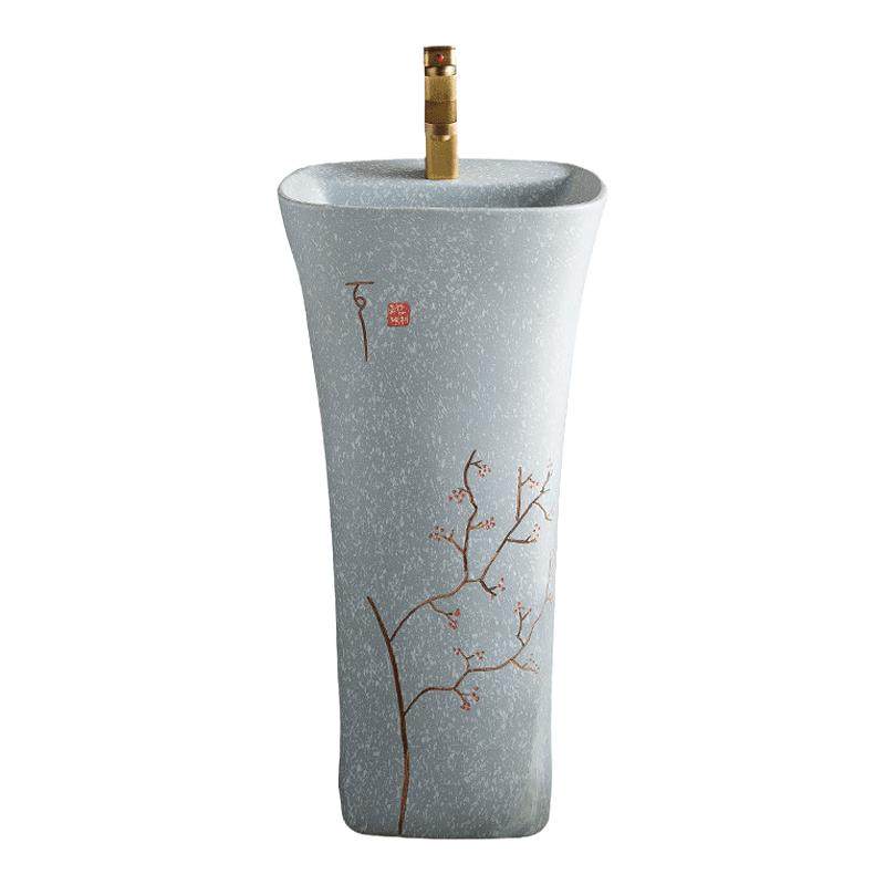 Column Basin Outdoor Wash Basin - Floor-Standing One-Piece Design ...