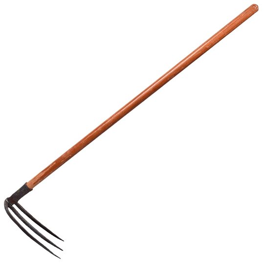 Long-Handled Iron Rake - 2/3-Tooth Nail Rake for Gardening