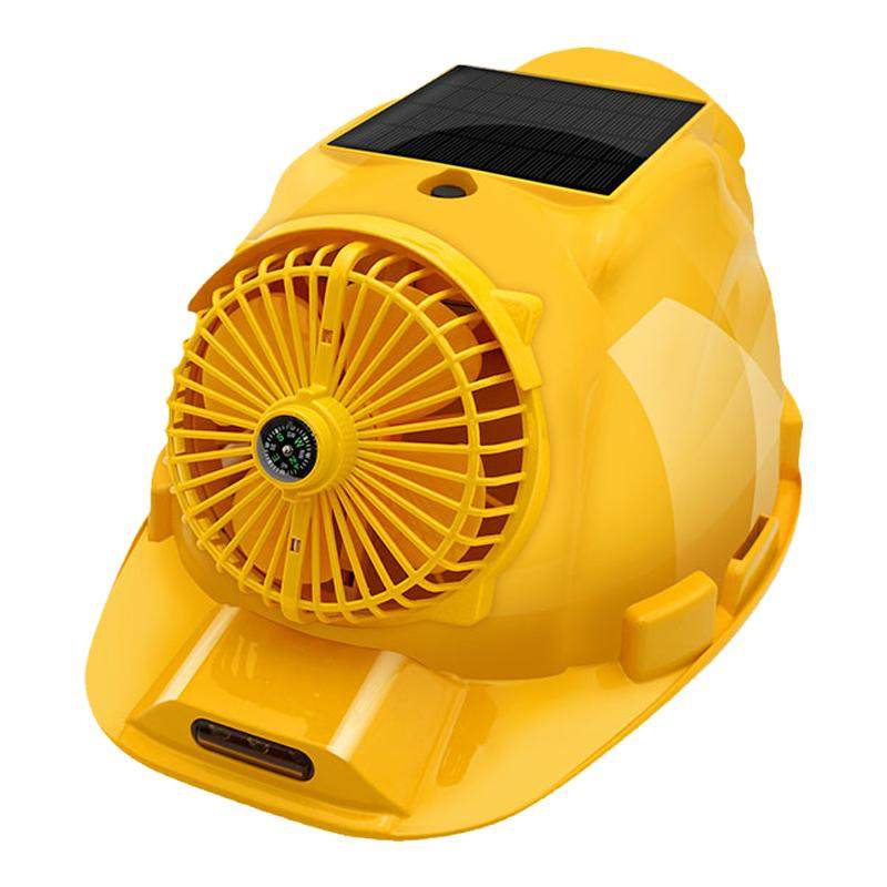 Solar Safety Helmet with Fan | Construction Site Smart Headlight Air ...
