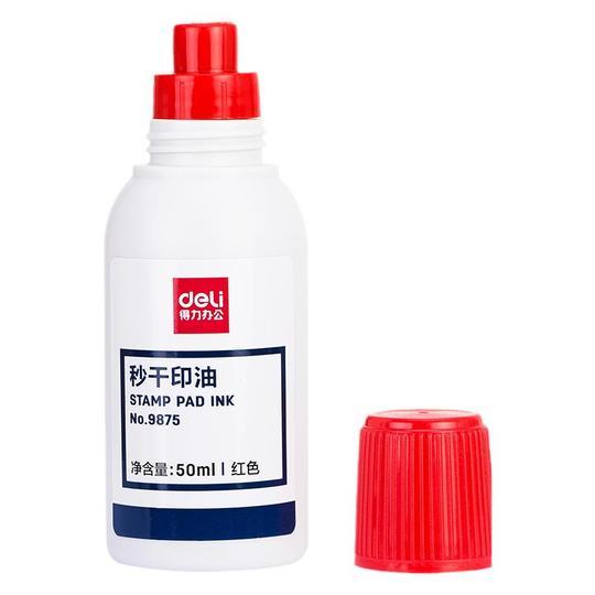 Deli 9875-6 Fast-Dry Oil Ink - 50ml Cinnabar Red