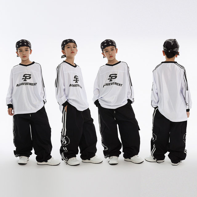 Hip -hop Children's Street Dance Clothing Set Male and Girls Retro Top ...