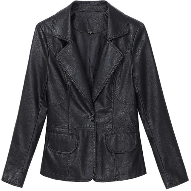 Haining Genuine Leather Women's Suit Collar Short Jacket Autumn and ...