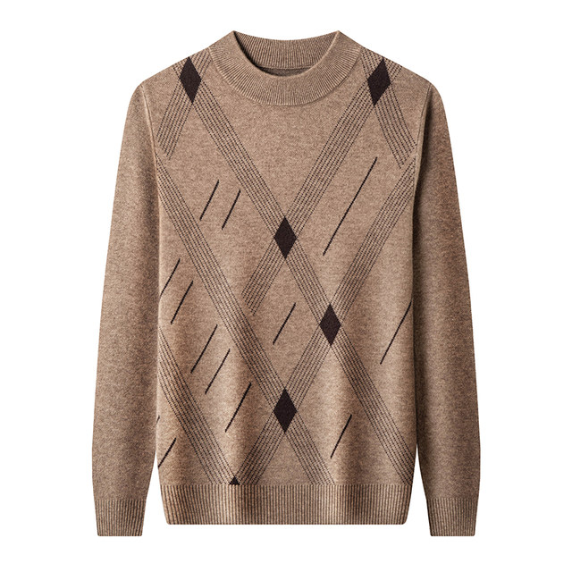 Pilkan sweater men's thick middle and elderly father half -high collar ...