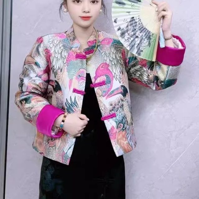 Chinese -style gas quality plus cotton thickened top female set female ...