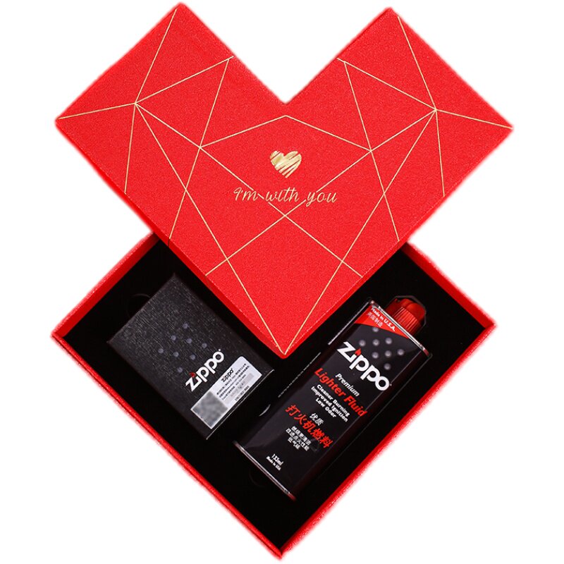 Zippo Heart Shaped Gift Set - Genuine Lighter & Flint