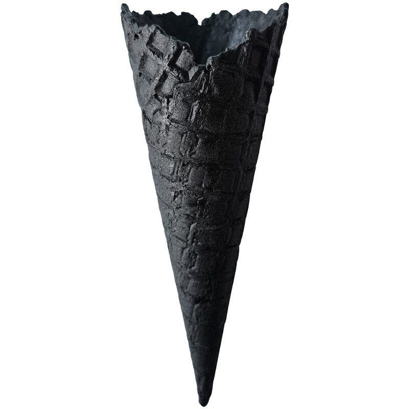 Bamboo Charcoal Crispy Cone - Black Lace Waffle Cones for Ice Cream
