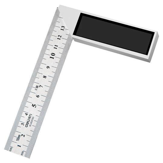 Deli Stainless Steel Square Ruler 90 Degrees Woodworking Triangle Ruler