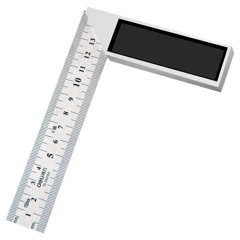 Deli Stainless Steel Square Ruler 90 Degrees Woodworking Triangle Ruler