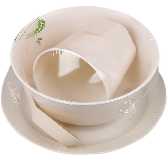Rice shell disposable dishes tableware set four -piece three -piece ...