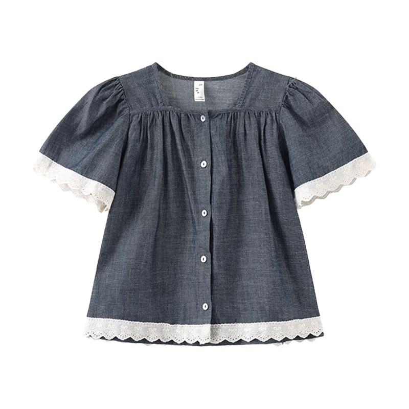 Olamimi2023 Xia Han Lace Denim Top + Shorts Suit