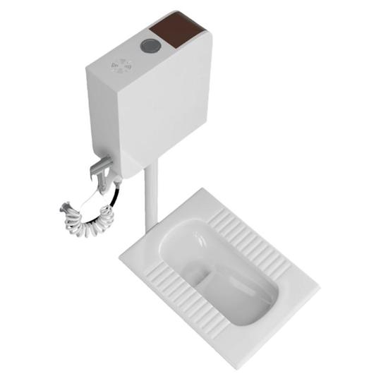 WC Turco in Ceramica Blu Raccoon - Set Completo con Cassetta di Scarico