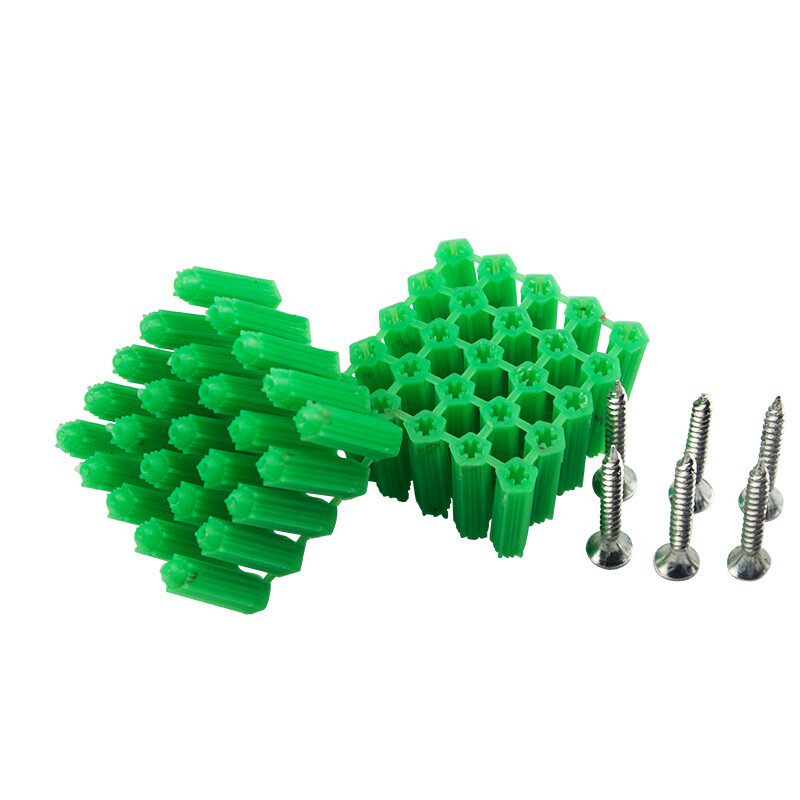 Plastic 6mm Expansion Pipe - Green Wall Punched PVC Plug with Screws