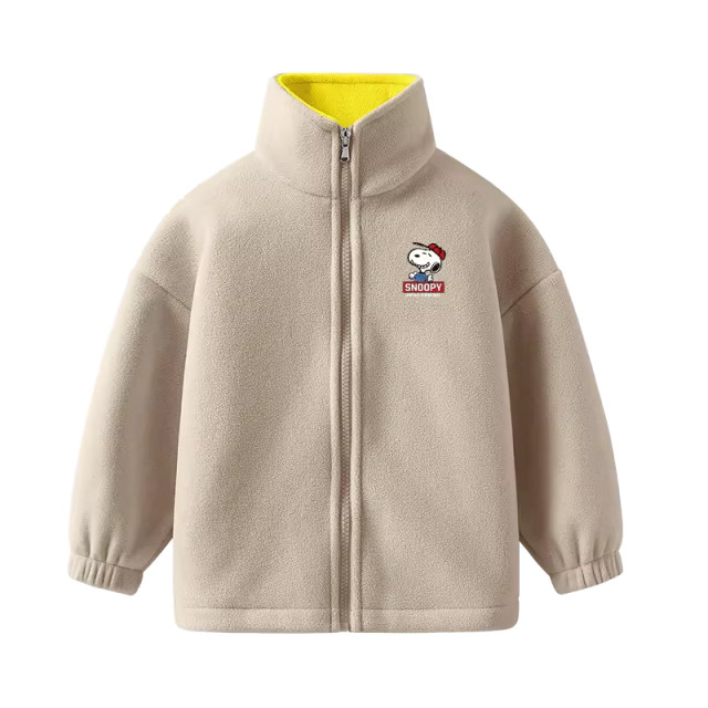 Snoopy boys plus velvet jacket 2024 new children's shake pill top