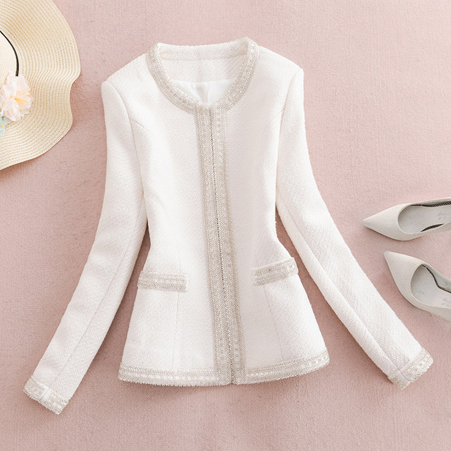 Celebrity white small fragrant short coat women's 2024 spring autumn ...