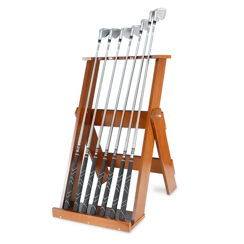 Golf Bag Club Rack Solid Wood Foldable Display Storage Shelf