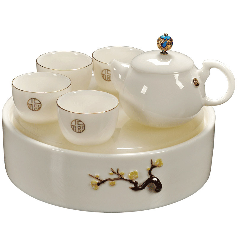 Sheep Fat Jade Kung Fu Tea Set
